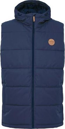 North Bend NBElias Gilet matelassé pour homme - Gilet dextérieur chaud, respirant, coupe-vent, imperméable, capuche, protège-menton, cordon de serrage, poches zi