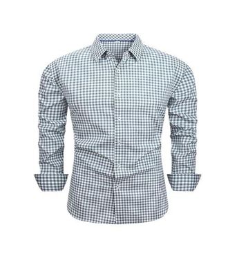 Generic Chemise &agrave; carreaux extensible dans 4 directions for homme - Chemise d&eacute;contract&eacute;e boutonn&eacute;e vintage vichy, coupe d&eacute;contract&eacute;e et confortable(Green,3XL)