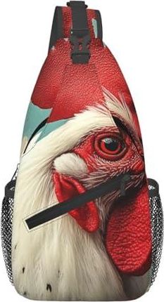 Generic Sac &agrave; dos de voyage &agrave; bandouli&egrave;re pour homme Motif coq Noir/blanc