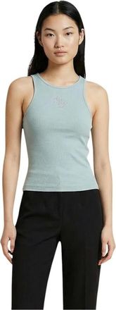 Guess Femme, Tops, Vert, Taille: 42 FR D&eacute;bardeur sans manches &agrave; col rond