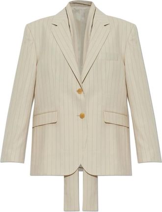 Acne Studios Femme, Vestes, Beige, Taille: 38 FR Blazer &agrave; rayures avec &eacute;charpe