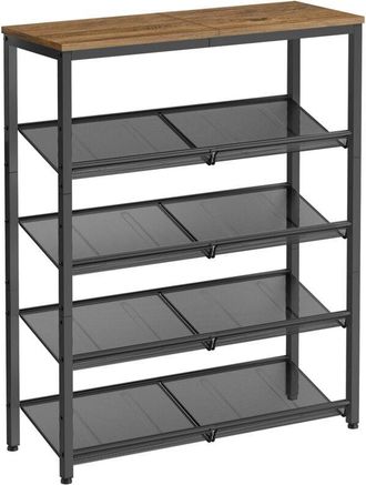 Vasagle &Eacute;tag&egrave;re Chaussure 5 Niveaux, Porte-chaussures, avec &Eacute;tag&egrave;res Grillag&eacute;es R&eacute;glables, Gain de Place, pour Entr&eacute;e, Couloir, en M&eacute;tal, Industriel