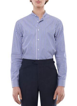Fursac Chemise col grand-p&egrave;re en coton ray&eacute; - Taille XXL - Homme