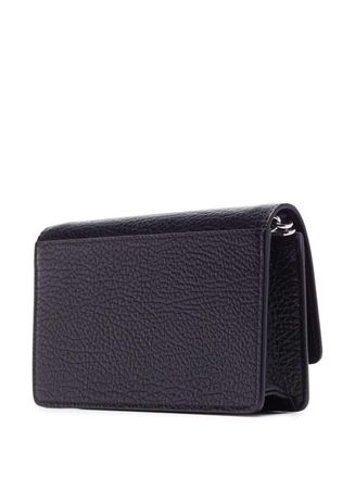 Maison Margiela Womens Crossbody Wallet Grained Black Leather Calf