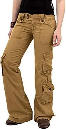 ORANDESIGNE Pantalon Cargo pour Femmes Pantalon en Jean Militaire Pantalon de Sport Pantalon de Plein air Pantalon de Travail K Kaki 3XL