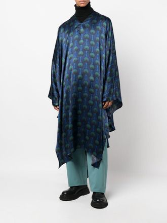 Ozwald Boateng Geometric-Print Silk Tunic - Blue