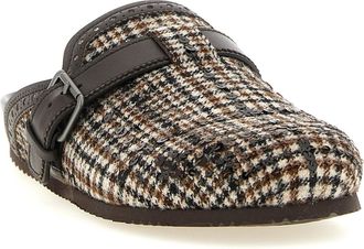 Brunello Cucinelli Houndstooth Sequin Alpaca-Wool Sabot - Black