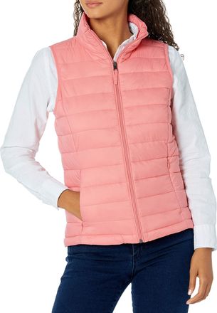 Amazon Essentials Damen Leichte, Wasserbeständige Pufferweste, Verstaubar, Rosa, XXL