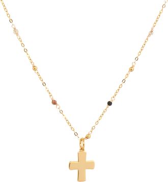 Luxenter Halskette aus 925 Sterlingsilber und mehrfarbigem Turmalin mit 18 Karat Gelbgold - Cruz