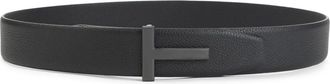 Tom Ford Homme, Accessoires, Noir, Taille: 95 CM Ceinture T Icon en Cuir Grain&eacute;