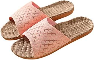 Frcolor Pantoufles Dintérieur Légères Et Respirantes En Lin Antidérapantes Femme Printemps-été Pour Maison Couleur Unie Taille 37-38