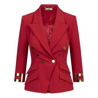 Elisabetta Franchi Double Crepe Stretch Jacke - - Jackets - Damen - Rot - M