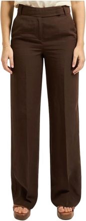 Pennyblack Femme, Pantalons, Brun, Taille: 38 FR Pantalon Large en Lin M&eacute;lang&eacute;