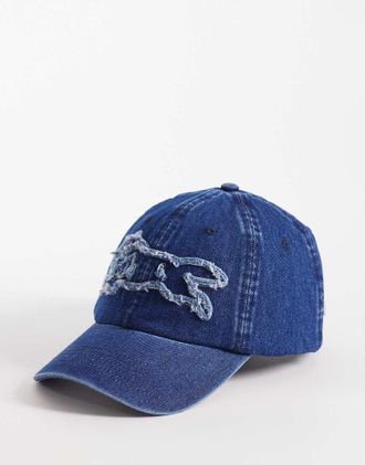 Icecream Casquette en jean effet us&eacute; &agrave; logo Running Dog - Indigo-Bleu marine