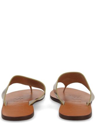 Maneb&igrave; Goat Leather Thong Sandals - Silver