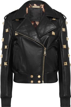 Philipp Plein Femme, Vestes, Noir, Taille: 38 FR Bomber en cuir