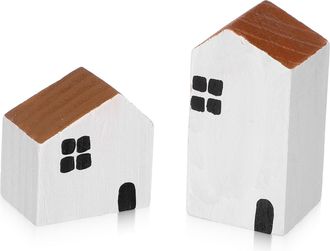 Cabilock 6 Stck Teiliges Holzhaus Weiß Tischdekoration Holzdeko Wohnzimmer Kinderzimmer Desktop Ornament Kompakt Robust Kreative Wohnaccessoires