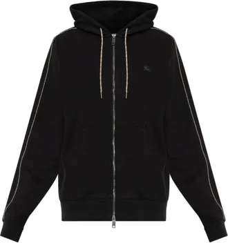 Burberry Homme, Sweatshirts et sweats &agrave; capuche, Noir, Taille: S Sweat &agrave; capuche zipp&eacute; en coton avec finitions Check