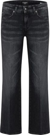 Cambio Femme, Jeans, Noir, Taille: 46 FR L33 Jean Large en Denim Noir avec Détails Brodés