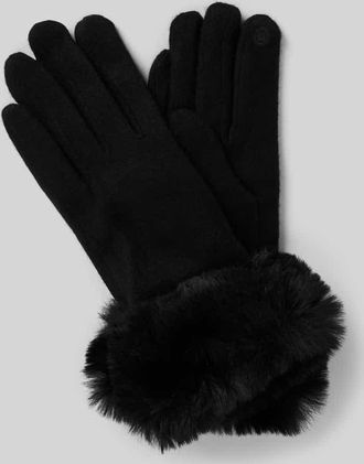 Eem Fashion Slim Fit Handschuhe aus Woll-Mix mit Kunstfellbesatz