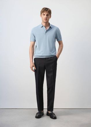 Mango Polo 100 % coton vert d&acute;eau - Homme - XXL - MANGO MAN