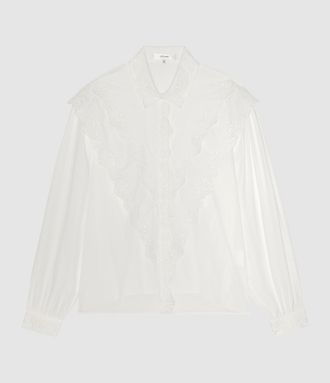 Frame Denim Blouse The Poplin Equestrian White