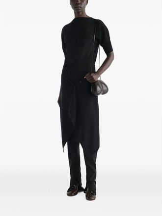 Christophe Lemaire Wool Blend Asymmetric Draped Midi Skirt - Black