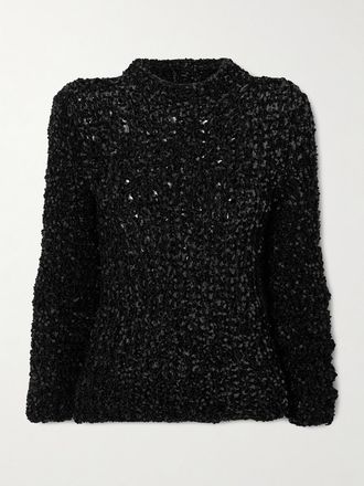 Jil Sander Pull En Mailles Ajourées À Sequins - Noir