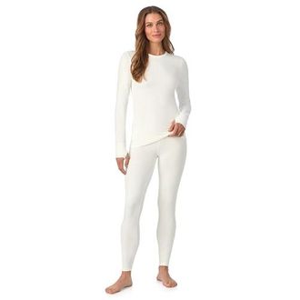 Generic Sous-v&ecirc;tements thermiques pour femme avec couche de base doubl&eacute;e en polaire pour femme, ensemble de d&eacute;tente pour temps froid, ecru, 3XL