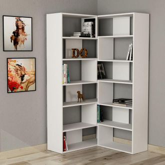 Decortie Molly Modernes Eck-Mehrzweck-B&uuml;cherregal Display Unit No.4 Wei&szlig; Hoch 178.6cm - White - Decortie