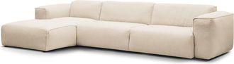 Studio Copenhagen home24 Ecksofa 3-Sitzer mit Longchair Beige Webstoff Saia 317cm Longchair davorstehend links Modern