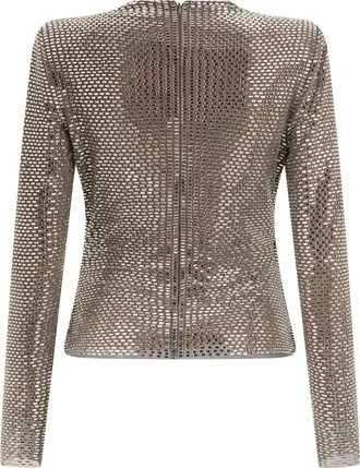 Self Portrait Metallic Textured Wrap Shirt - Silver