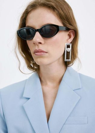 Mango Boucles doreilles pendentifs m&eacute;talliques argent - Femme - Taille unique - MANGO