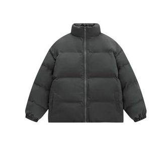 Generic Manteau épais et chaud décontracté pour femme, couleur unie, col montant, Gris foncé 9., XXL