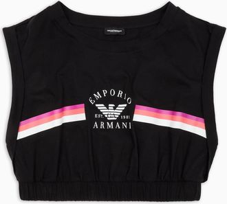 Emporio Armani Damen Crop Top T-Shirt, Schwarz, 36
