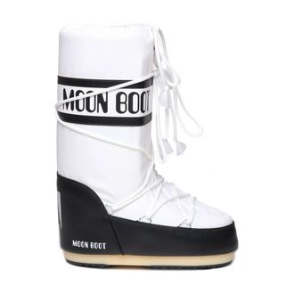 Moon Boot Nylon Kontrast Logo Schwarze Stiefel - - Shoes - Damen - Schwarzk - 35 EU
