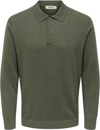 Only & Sons Onsloui Reg 12 Ls Mel Polo Knit, Castor Gray, XL Hommes