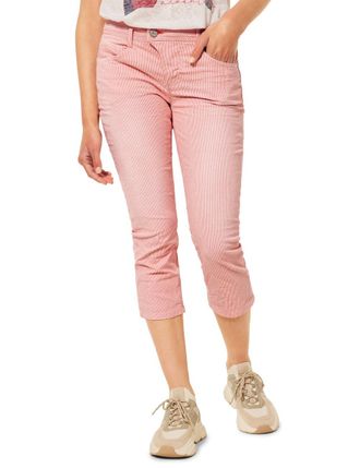 Street One Damen A375385 3/4 Jeanshose, Coral Stripes Washed, W30/L22