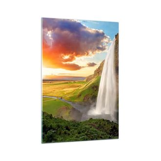 Arttor Bilder auf Glas 70x100cm Glasbild Geologie island Wiese Gro&szlig; Wanddeko Bild im Glas Schlafzimmer K&uuml;che Deko Wandbilder Dekoration Wohnzimmer Modern Wal