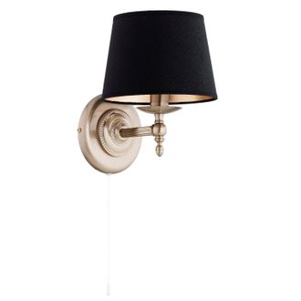 Licht-Erlebnisse Wandleuchte mit Schalter 27 cm hoch Stoff Metall in Gold Schwarz E14 Jugendstil Wandlampe innen Wohnzimmer Schlafzimmerlampe