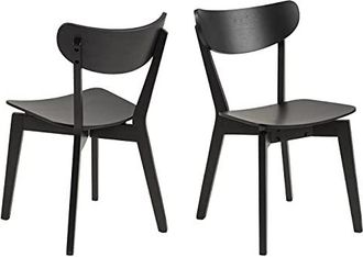 AC Design Furniture Roxanne Chaises de Salle à Manger Noires 2 pièces, Lot de 2 Chaises de Cuisine en Bois, Meubles de Salle à Manger, Style Scandinave Rétro, H: 79,5 x L