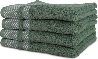 jilda-tex Handtuch Duschtuch Frottierware Set 100% Baumwolle Verschiedene Größen/Farben (2 x Handtuch + 2 x Duschtuch, Grün)