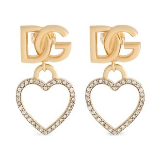 Dolce & Gabbana Boucles doreilles logo et coeur - Femme - Accessoires - Jaune - Taille: ONE Size