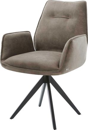 DELIFE Polsterstuhl Zoa-Flex Kreuzgestell kantig Schwarz Mikrofaser Taupe Vintage Taschenfederkern