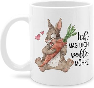 Shirtracer Tasse Tassen 325ml - Statement Sprüche - Ich mag dich volle Möhre mit Hase schwarz - 325 ml - Weiß - spruch möhren spruchtasse sarkasmus hasen kaffeet