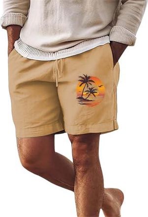Generic Short de sport pour homme avec poches - S&eacute;chage rapide - Taille haute - R&eacute;glable, kaki, 3XL