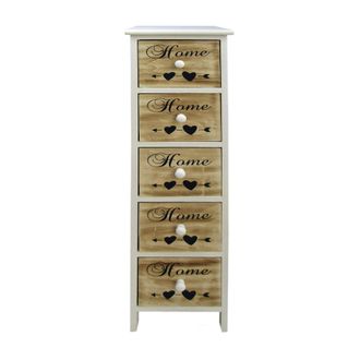 Mobili Rebecca Kommode platzsparend, Kommode Weißbraun, Skandinavischer Stil, Holz, 5 Schubladen, Wohnzimmer Eingang - Maße: 91 x 26 x 30 cm (HxLxB) - Art. RE6490