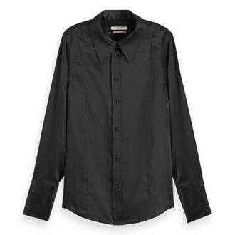 Scotch & Soda Damen Core Satin Shirt, Schwarz, 42 EU
