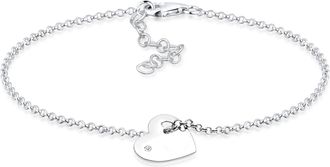 DIAMORE Elli DIAMONDS Bracelet Women Heart Love with Diamond (0.015 ct) in 925 Sterling Silver