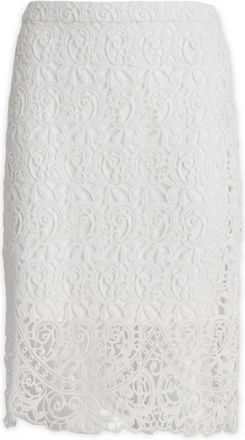 Burberry Femme, Jupes, Blanc, Taille: 38 FR Jupe &agrave; d&eacute;tails en dentelle florale